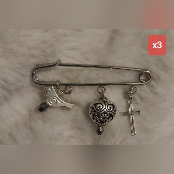unbranded | Jewelry | Vintage Bird Heart Cross Safety Pin Brooch | Poshmark